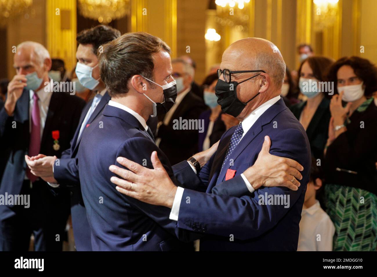 French lawyer Laurent Aynes, reacts as he is congratulated by French ...