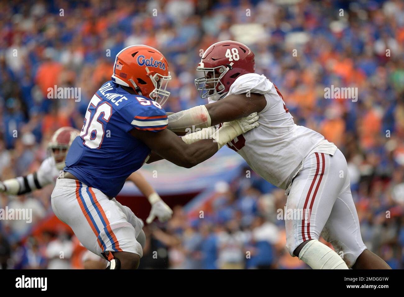 Florida offensive lineman Jean Delance (56) blocks against Alabama ...