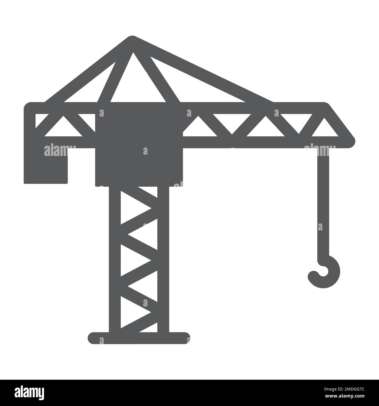 Tower crane glyph icon, lifting and building, construction crane sign ...
