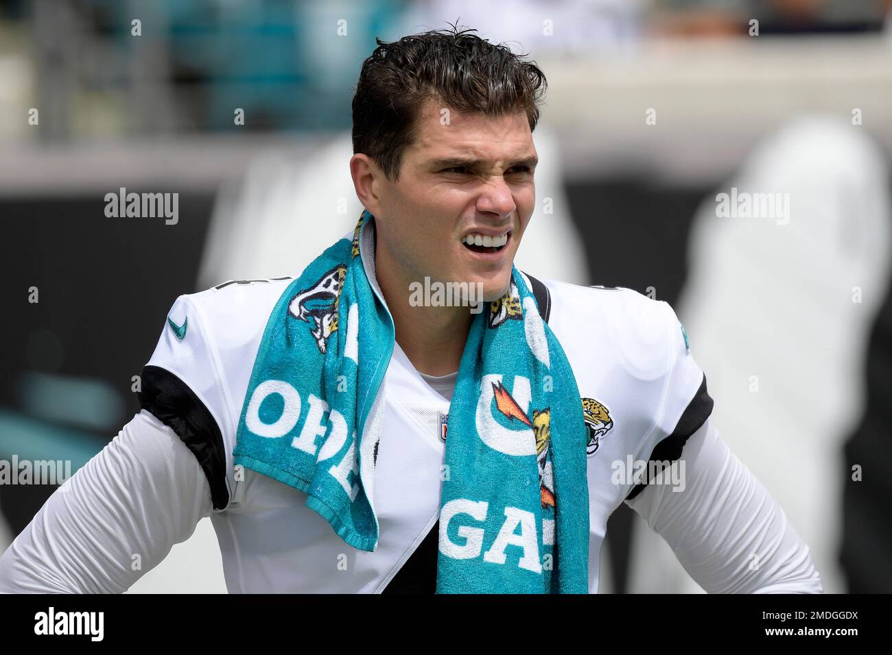 Jacksonville Jaguars place kicker Josh Lambo (4) watches from the ...