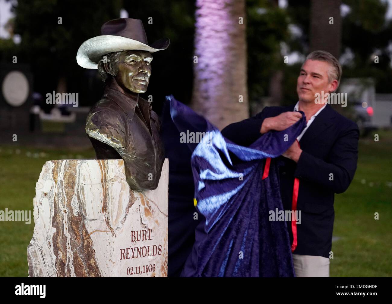 Tyler Cassity, president of Hollywood Forever Cemetery, unveils a ...
