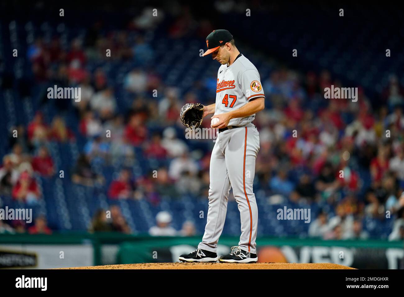 Baltimore Orioles' John Means plays during an interleague baseball game ...