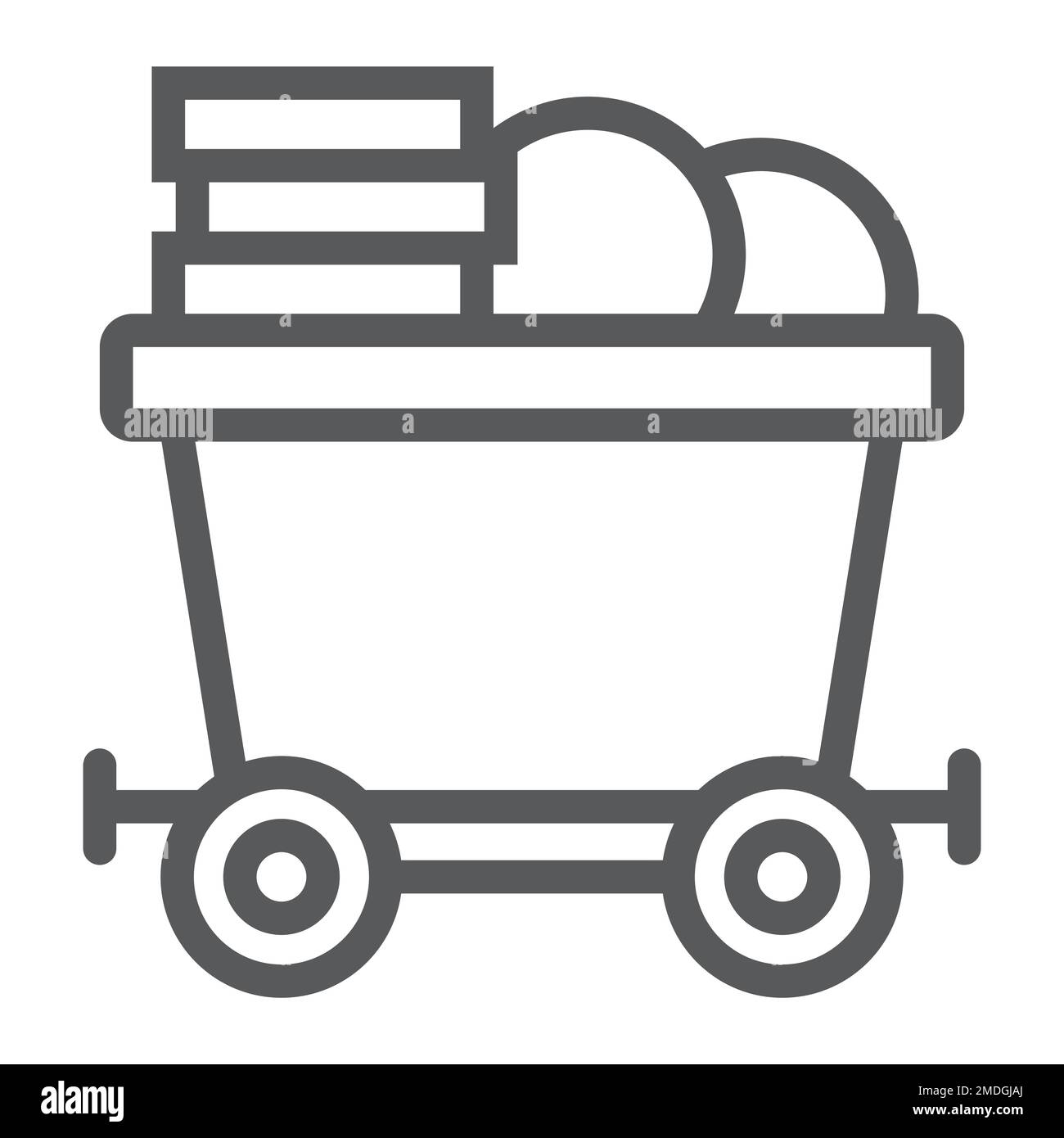 Coins on mine trolley line icon, finance and money, bitcoin mining ...