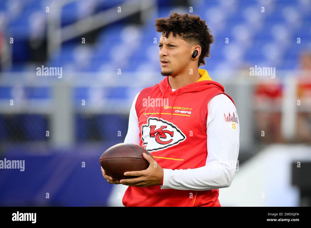 Kansas City Chiefs quarterback Patrick Mahomes works out before an NFL ...