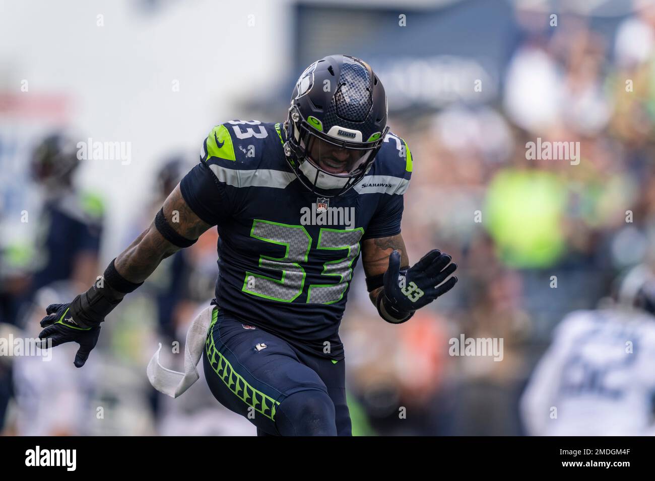 Seattle Seahawks defensive back Jamal Adams celebrates after a play ...