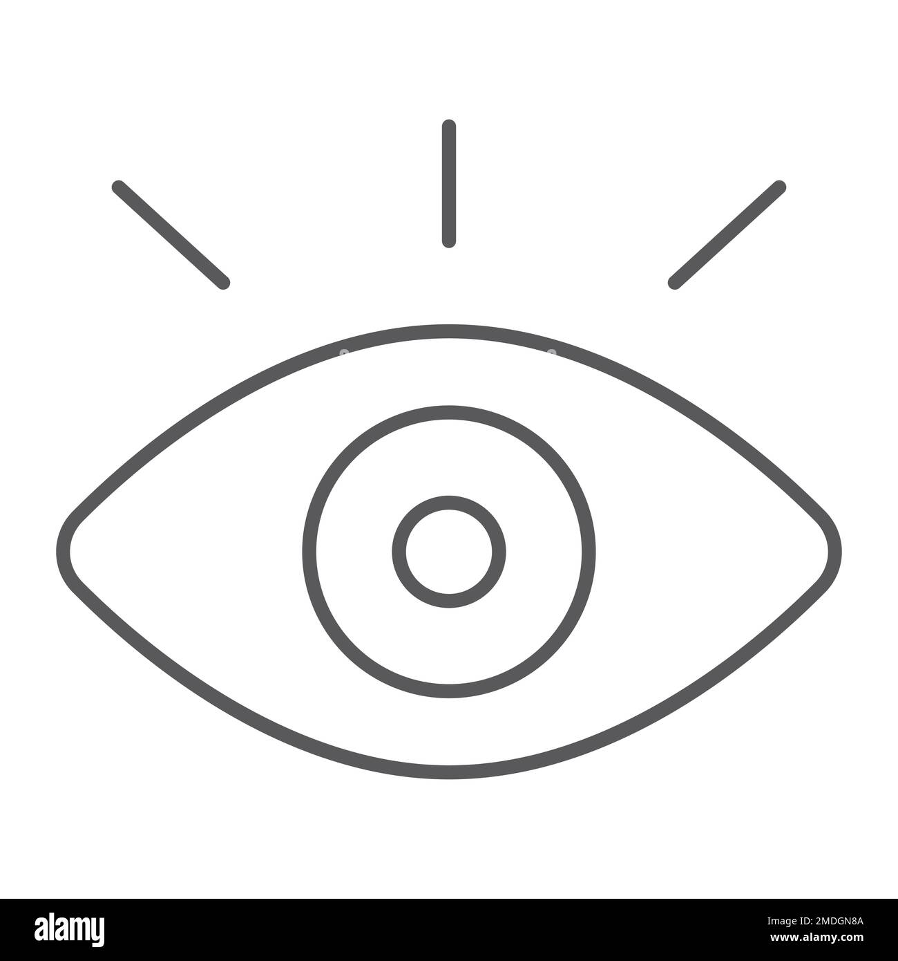 Monitoring thin line icon, security and eye, vision sign, vector ...