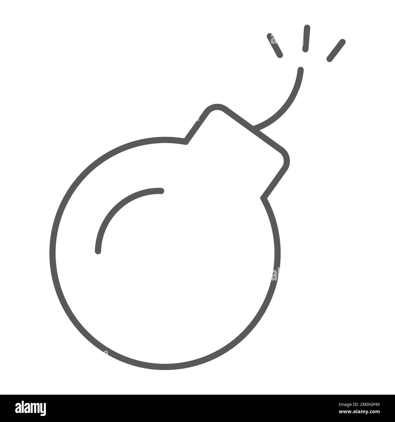Bomb thin line icon, danger and weapon, explosion sign, vector graphics ...