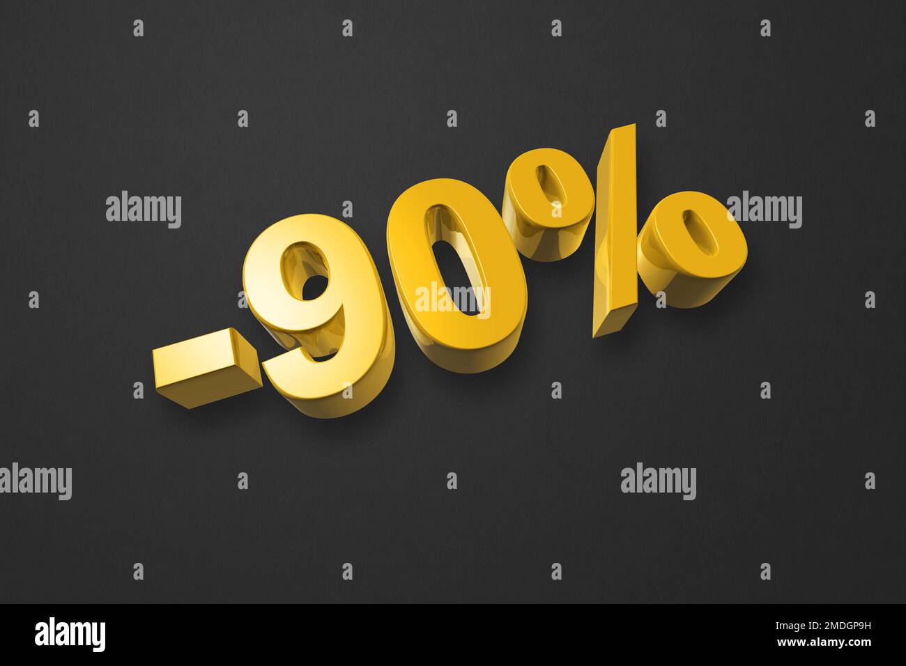 90% off discount. Offer sale. 3D illustration isolated on black ...