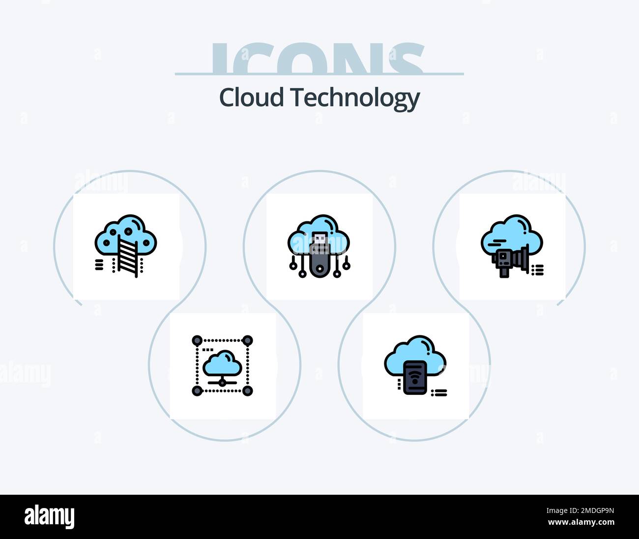 Cloud Technology Line Filled Icon Pack 5 Icon Design. connect. cloud ...