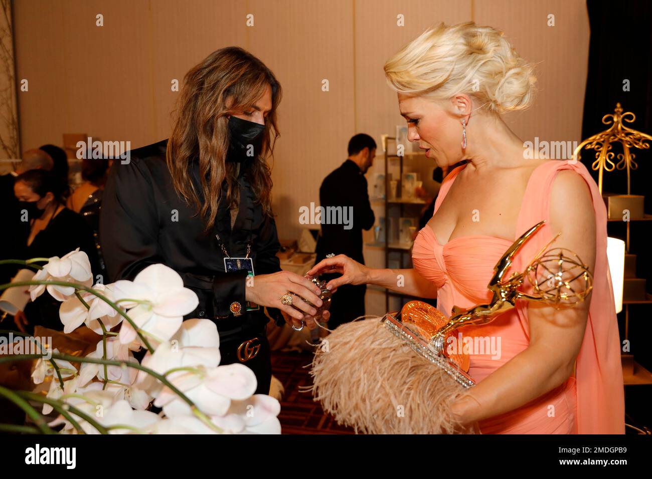 Sparkle Josh Johnson, left, and Hannah Waddingham at the Backstage ...