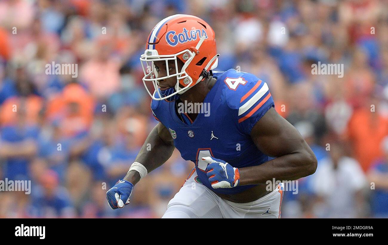 Florida wide receiver Justin Shorter (4) runs a route against Alabama ...
