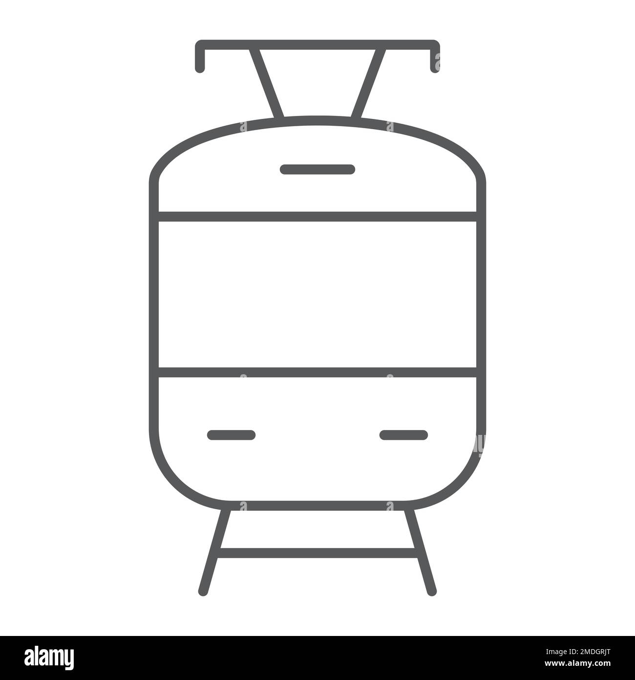 Tram thin line icon, railway and travel, city train sign, vector ...