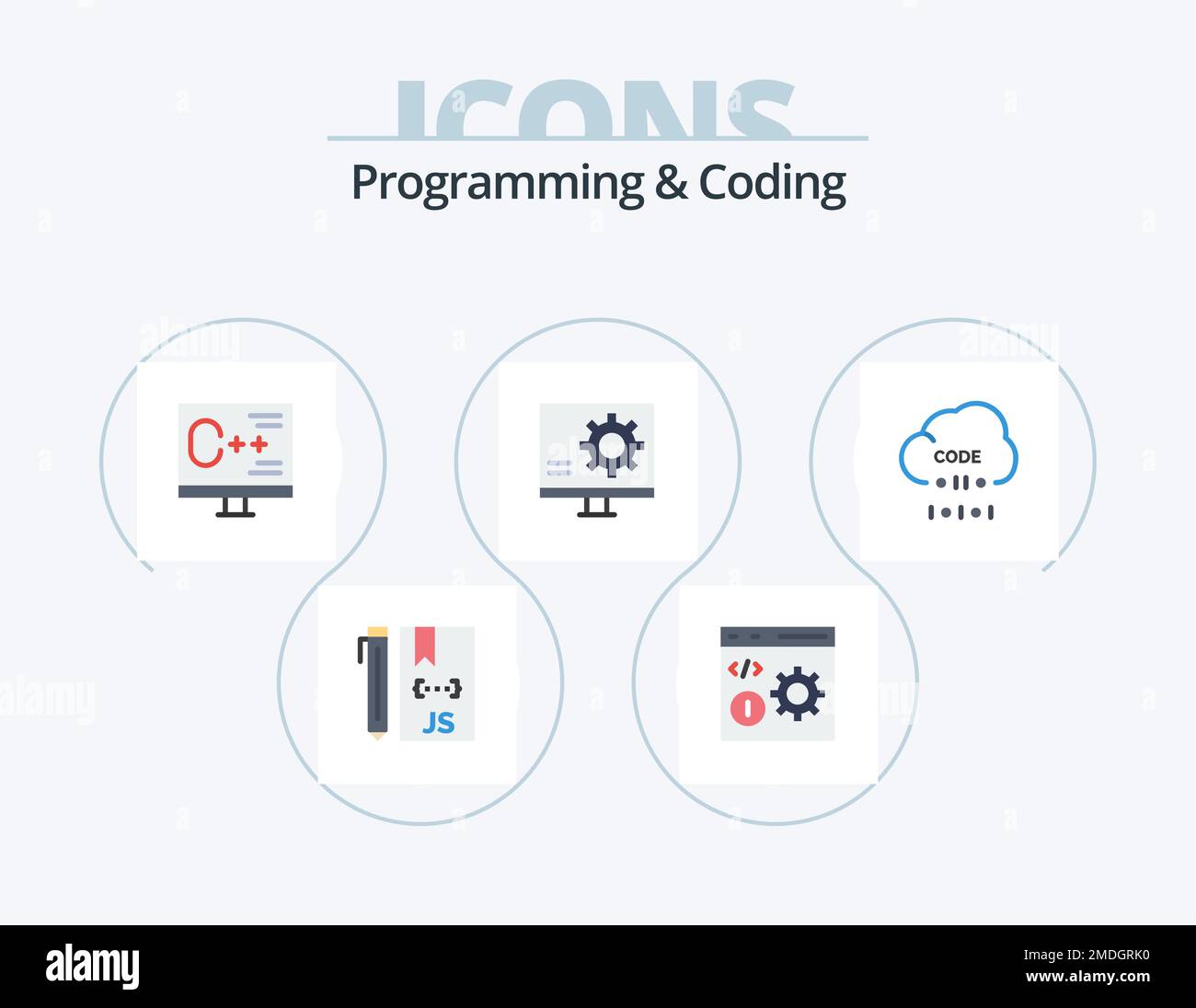 Programming And Coding Flat Icon Pack 5 Icon Design Develop Browser Error Programming