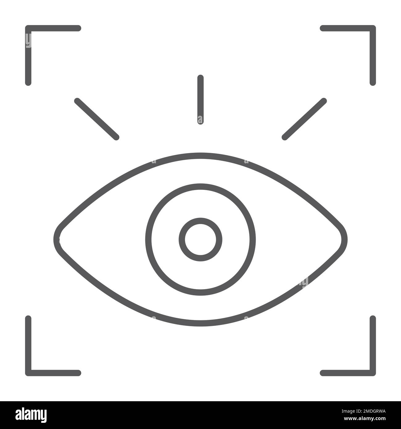 Retina Scanner Thin Line Icon Recognition And Authentication Eye Scan Sign Vector Graphics A
