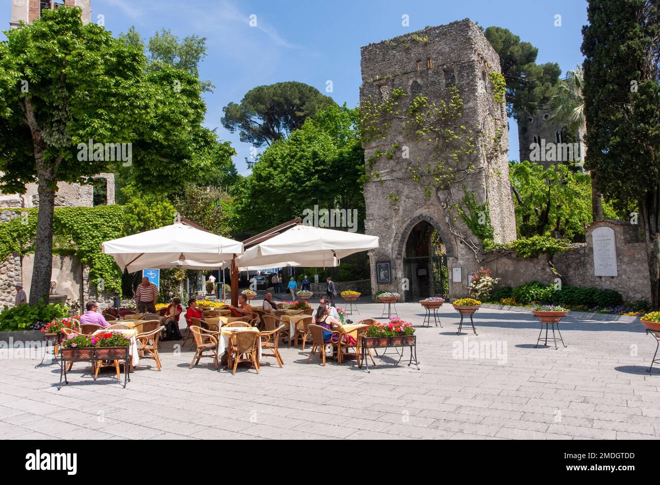 Entrance to Villa Rufolo, Ravello, Amalfi coast, province of Salerno ...