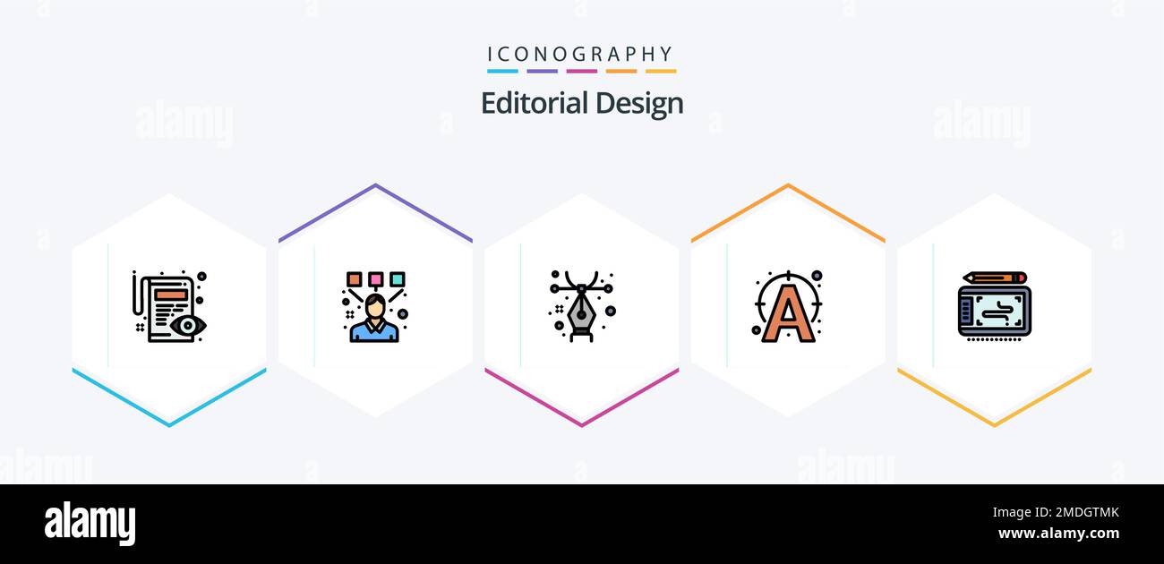 Editorial Design 25 FilledLine icon pack including tablet. art. design ...
