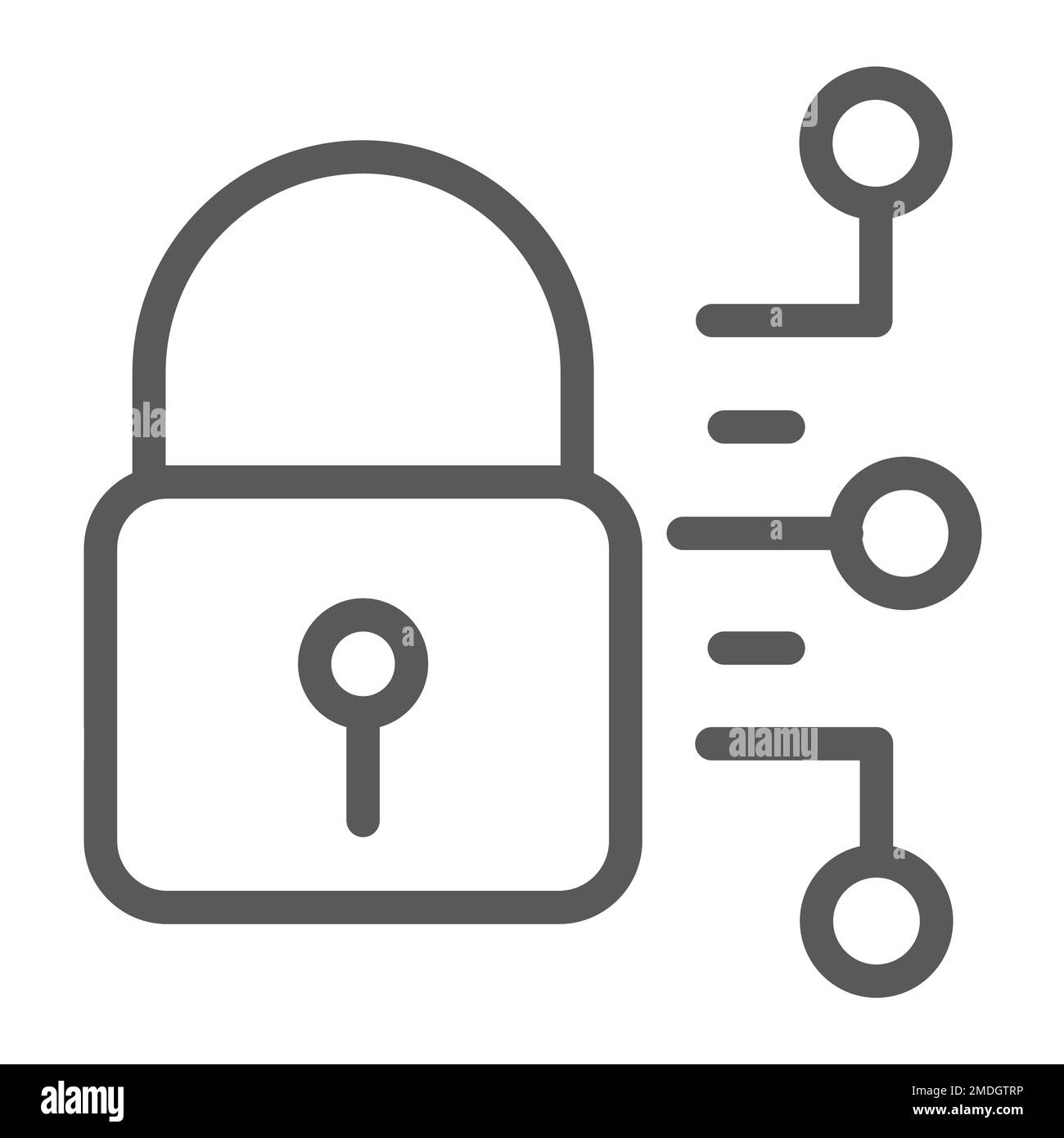 Cyber security line icon, protection and security, digital padlock sign ...