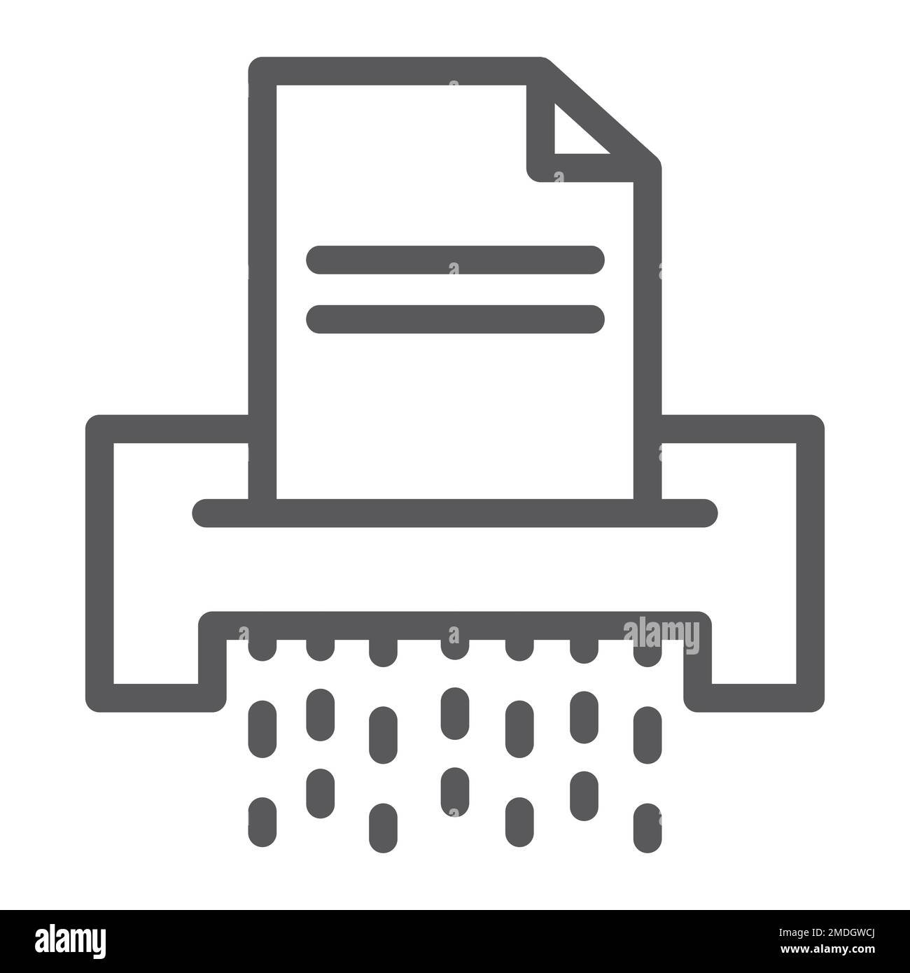 Document shredder line icon, file and document, destroy sign, vector ...