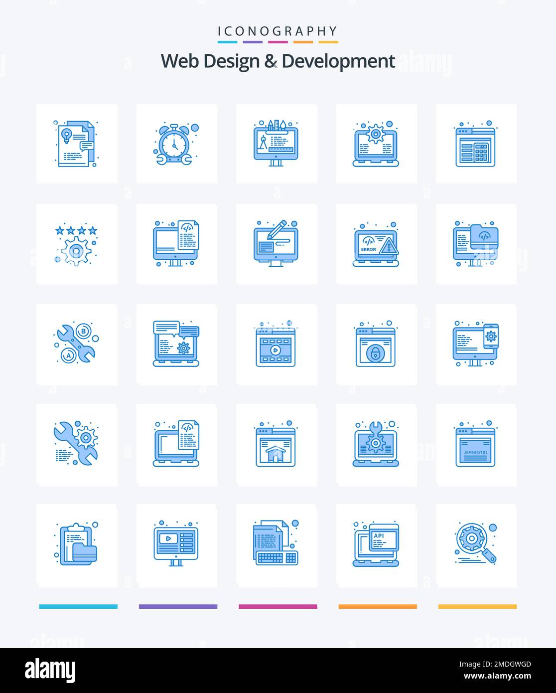 Creative Web Design And Development 25 Blue icon pack Such As calculation. browser. tool ...