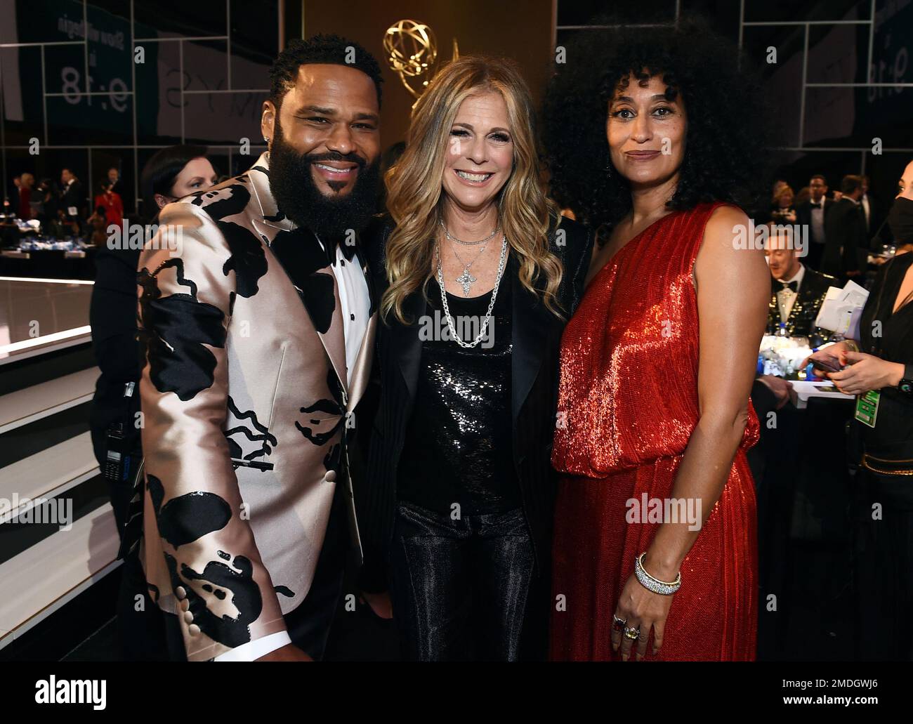 From left, Anthony Anderson, Rita Wilson and Tracee Ellis Ross during ...
