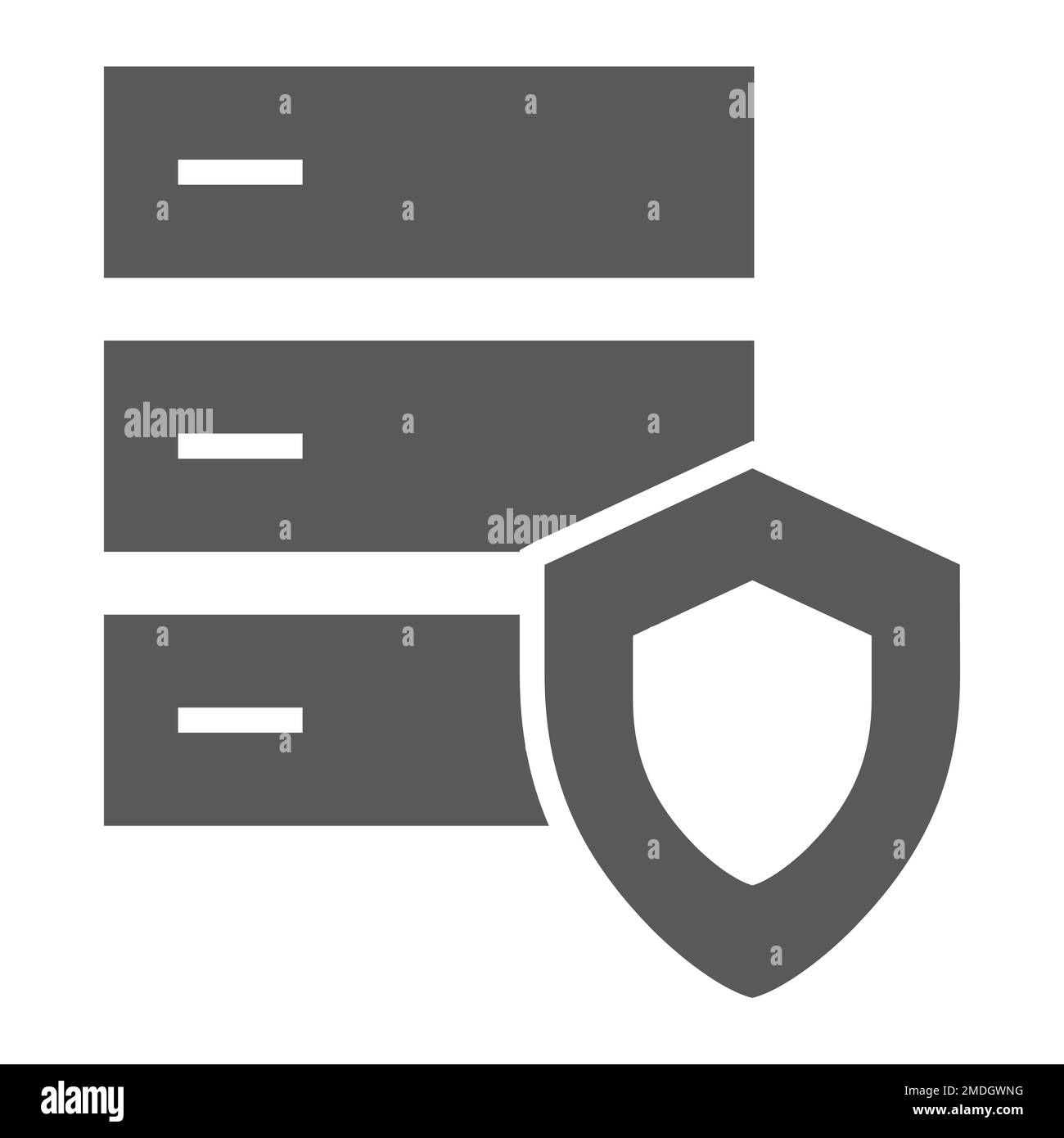 Database protection glyph icon, server and security, system sign, vector graphics, a solid ...