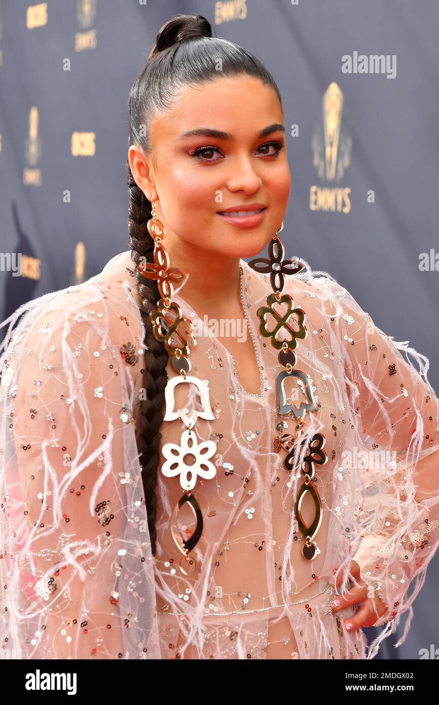 Kawennahere Devery Jacobs arrives at the 73rd Emmy Awards at the JW ...