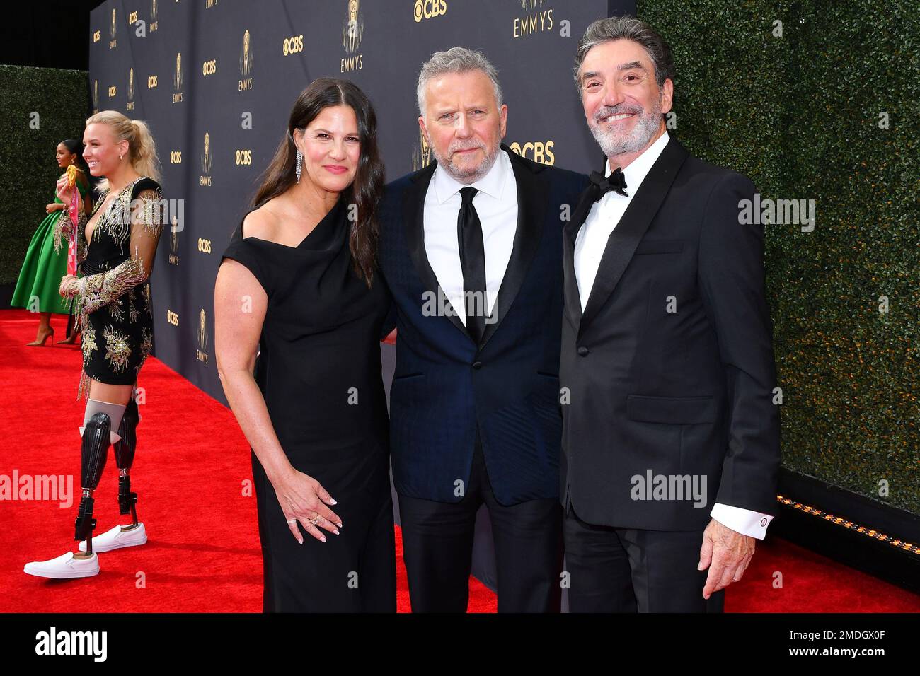 Paula Ravets, from left, Paul Reiser, and Chuck Lorre arrive at the ...
