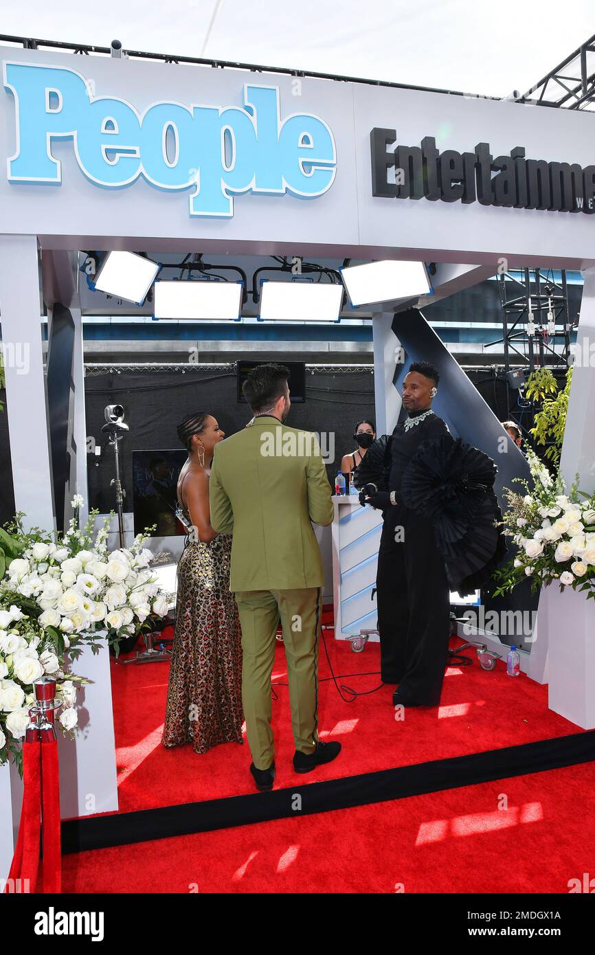 Janine Rubenstein, from left, Jeremy Parsons, and Billy Porter arrive ...