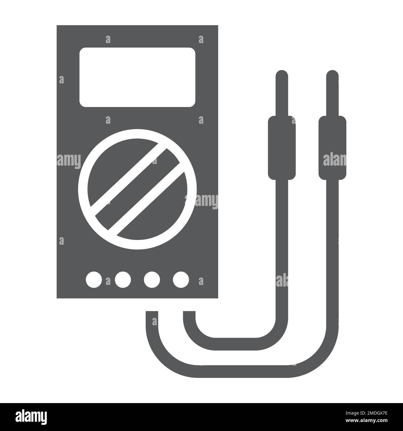 Digital multimeter glyph icon, tool and instrument, electric volmeter ...