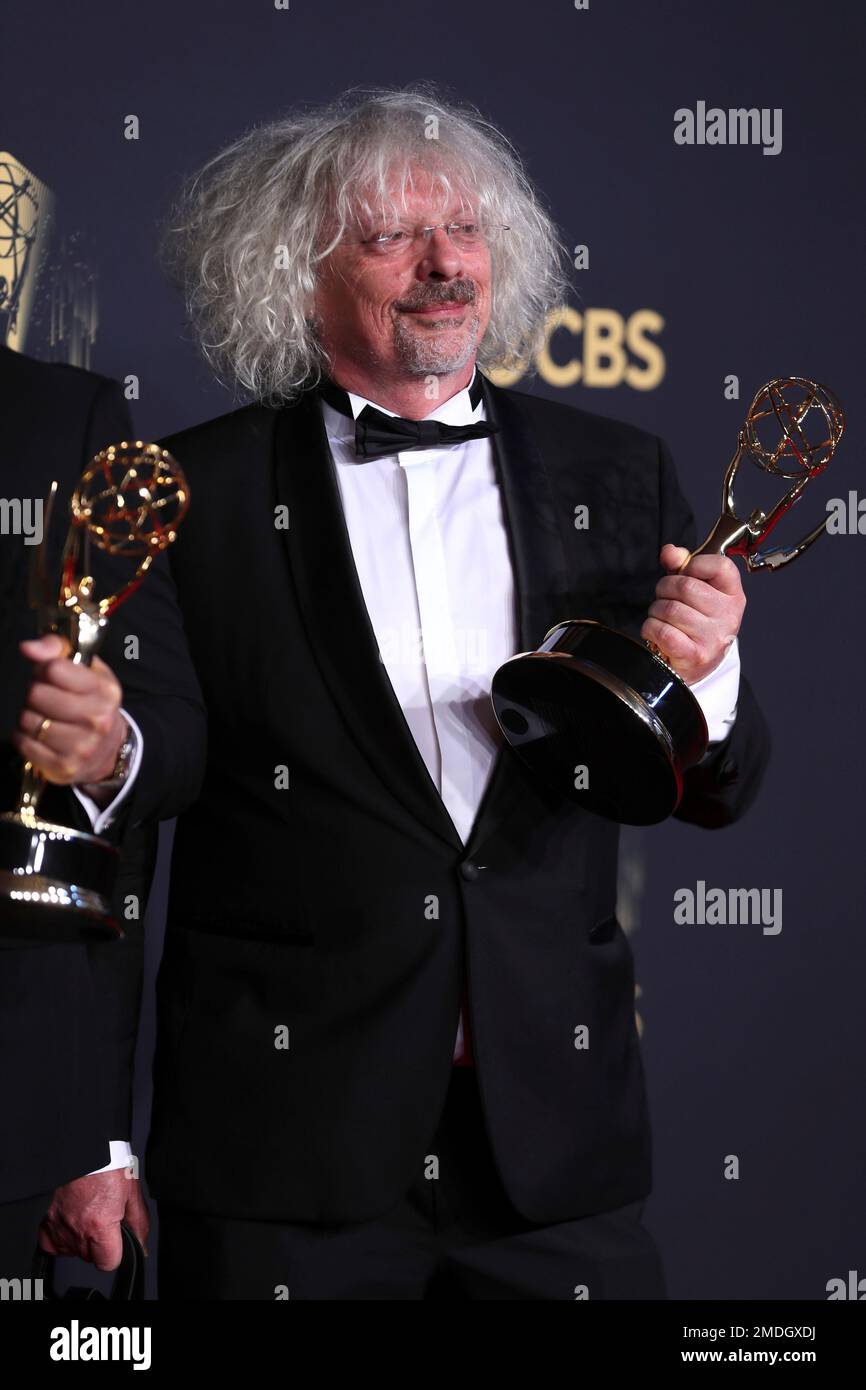 Marcus Loges poses for a photo with the award for outstanding limited ...