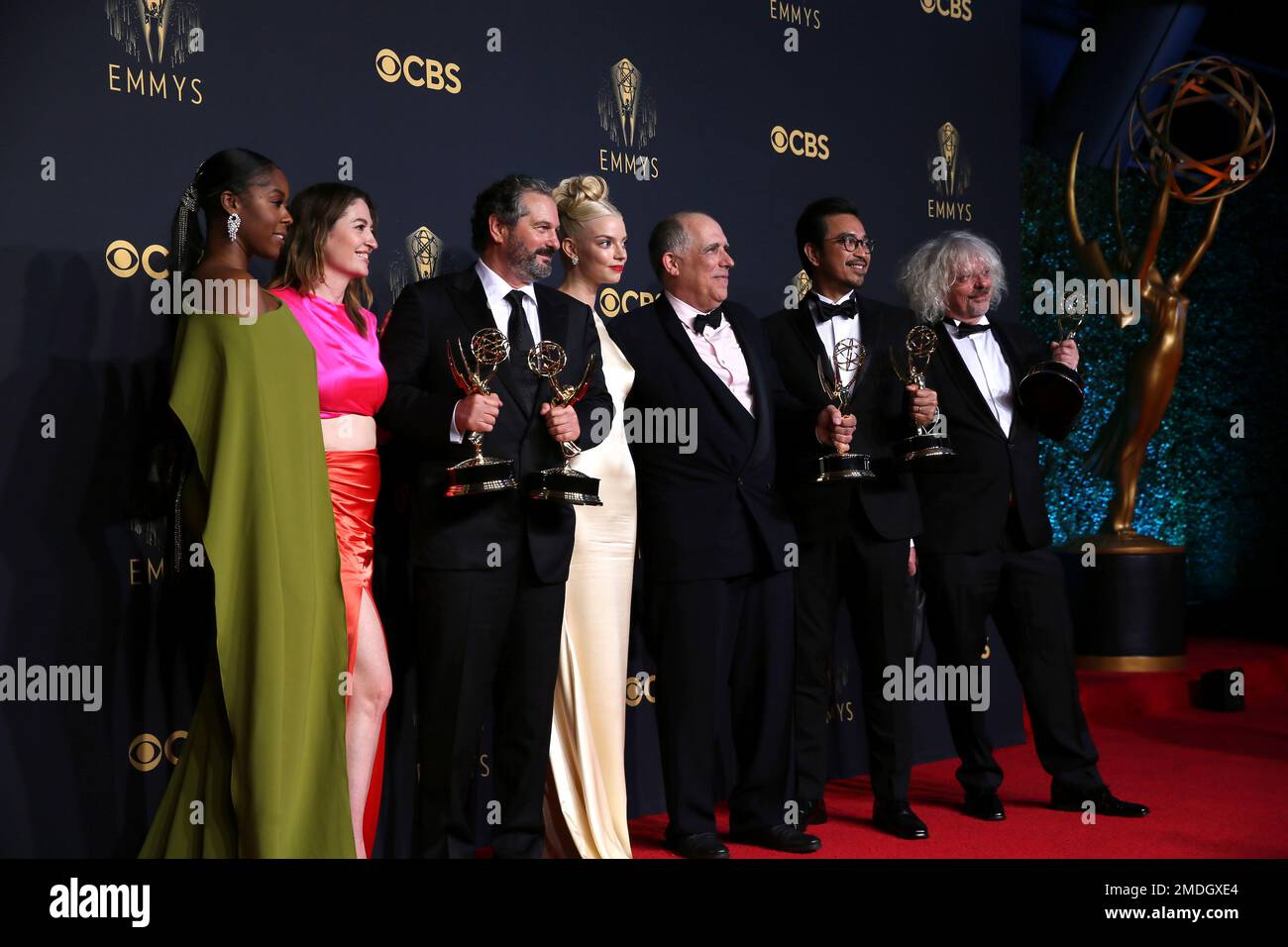 Moses Ingram, from left, Marielle Heller, Scott Frank, Anya Taylor-Joy ...