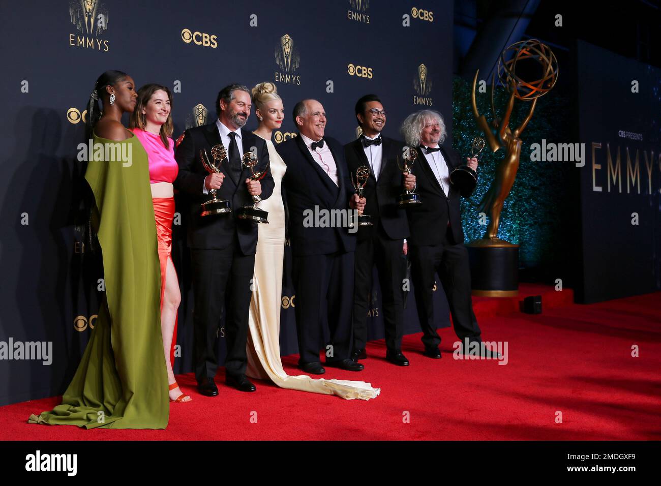 Moses Ingram, from left, Marielle Heller, Scott Frank, Anya Taylor-Joy ...