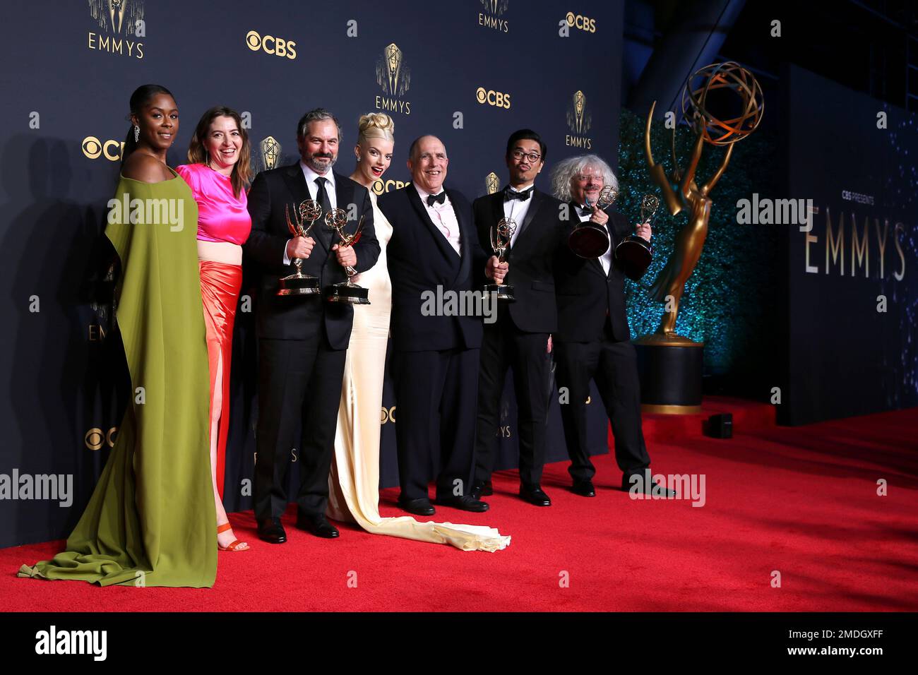 Moses Ingram, from left, Marielle Heller, Scott Frank, Anya Taylor-Joy ...