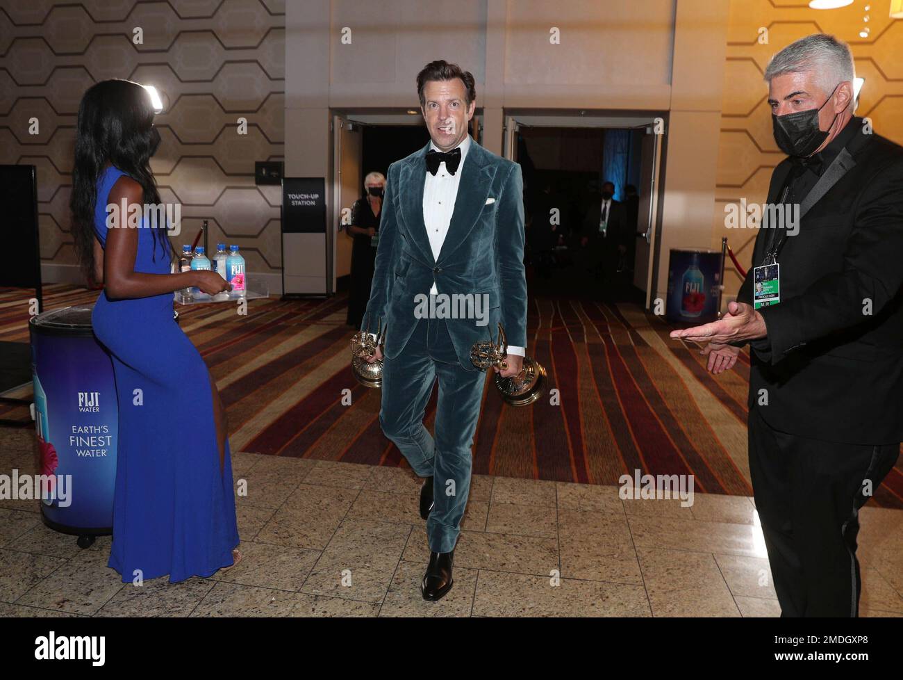 Jason Sudeikis arrives at the 73rd Emmy Awards at the JW Marriott at L ...
