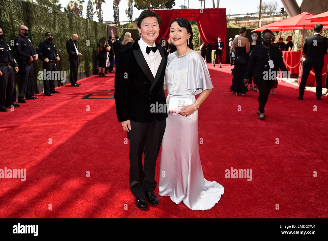 Ken Jeong and Tran Jeong arrive at the 73rd Emmy Awards at the JW ...