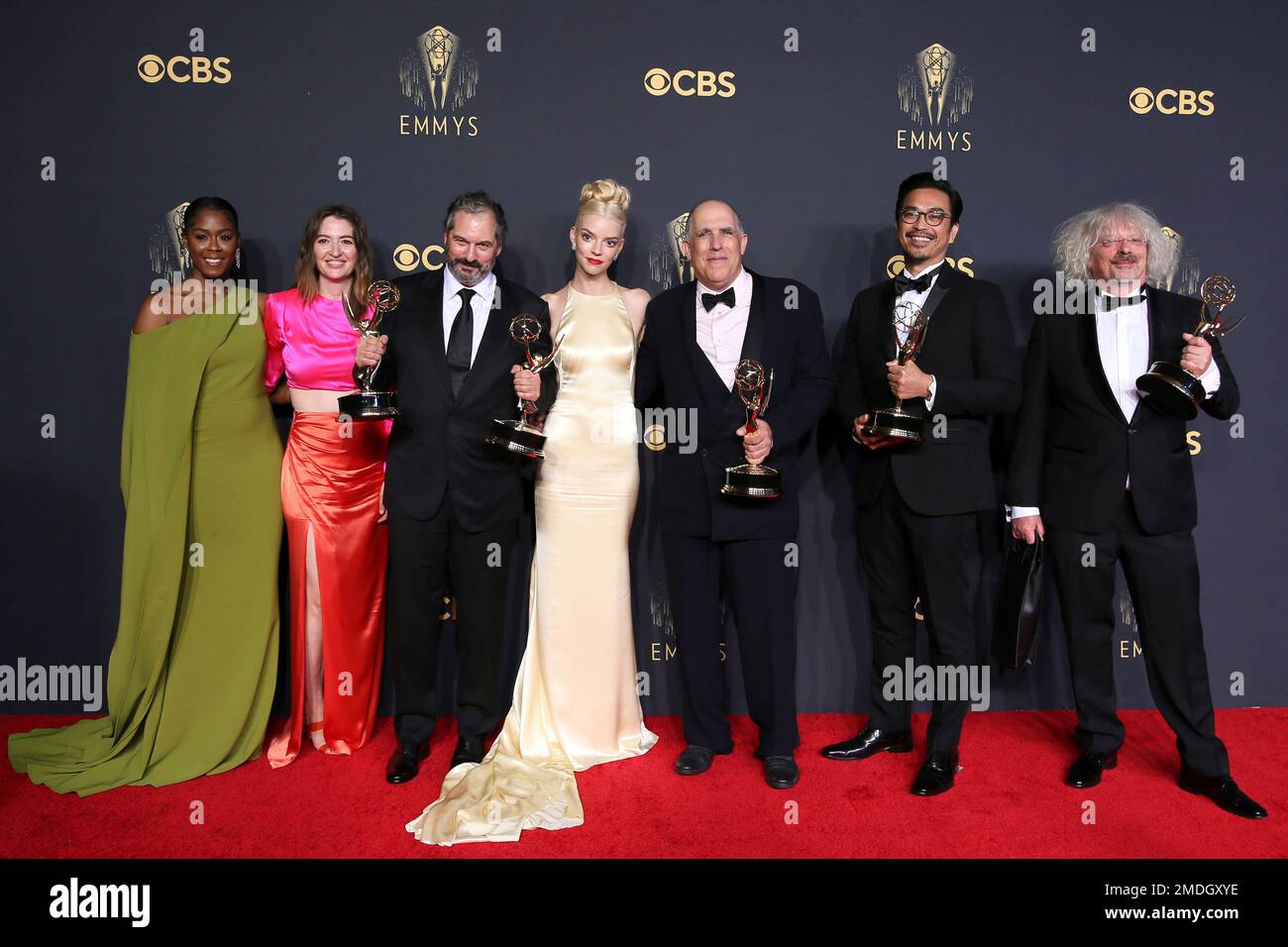 Moses Ingram, from left, Marielle Heller, Scott Frank, Anya Taylor-Joy ...