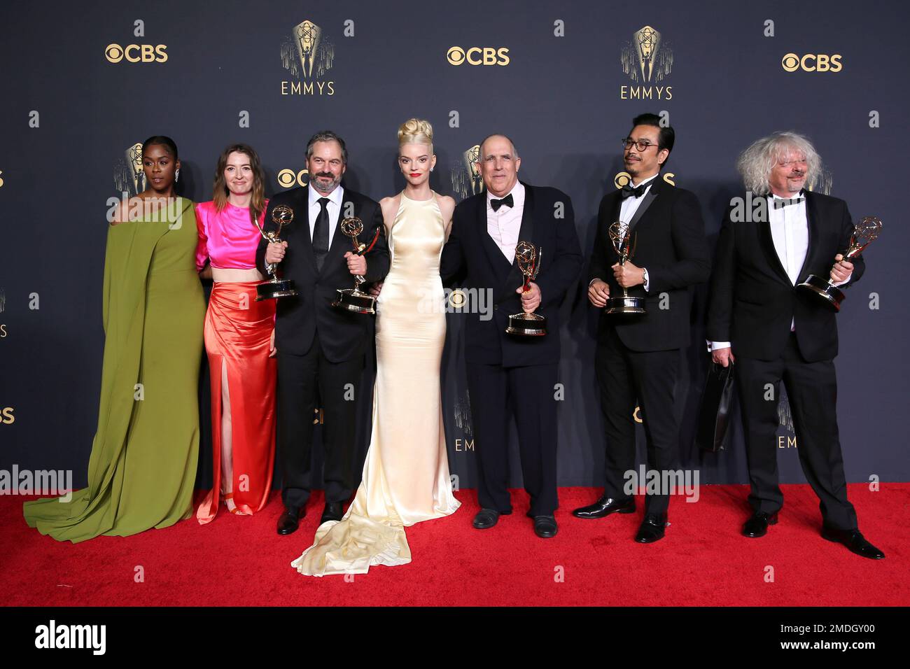 Moses Ingram, from left, Marielle Heller, Scott Frank, Anya Taylor-Joy ...