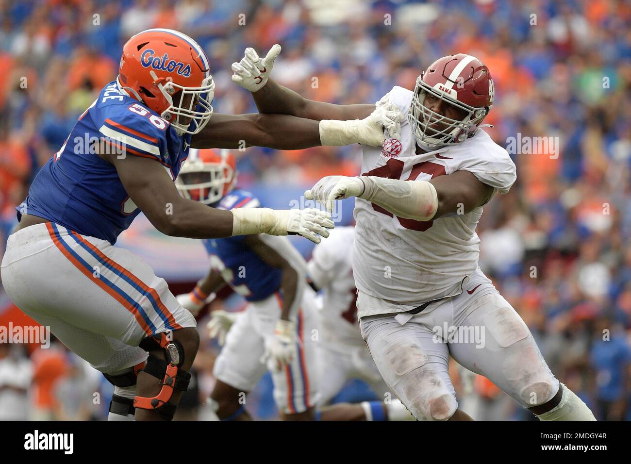 Florida offensive lineman Jean Delance (56) blocks against Alabama ...
