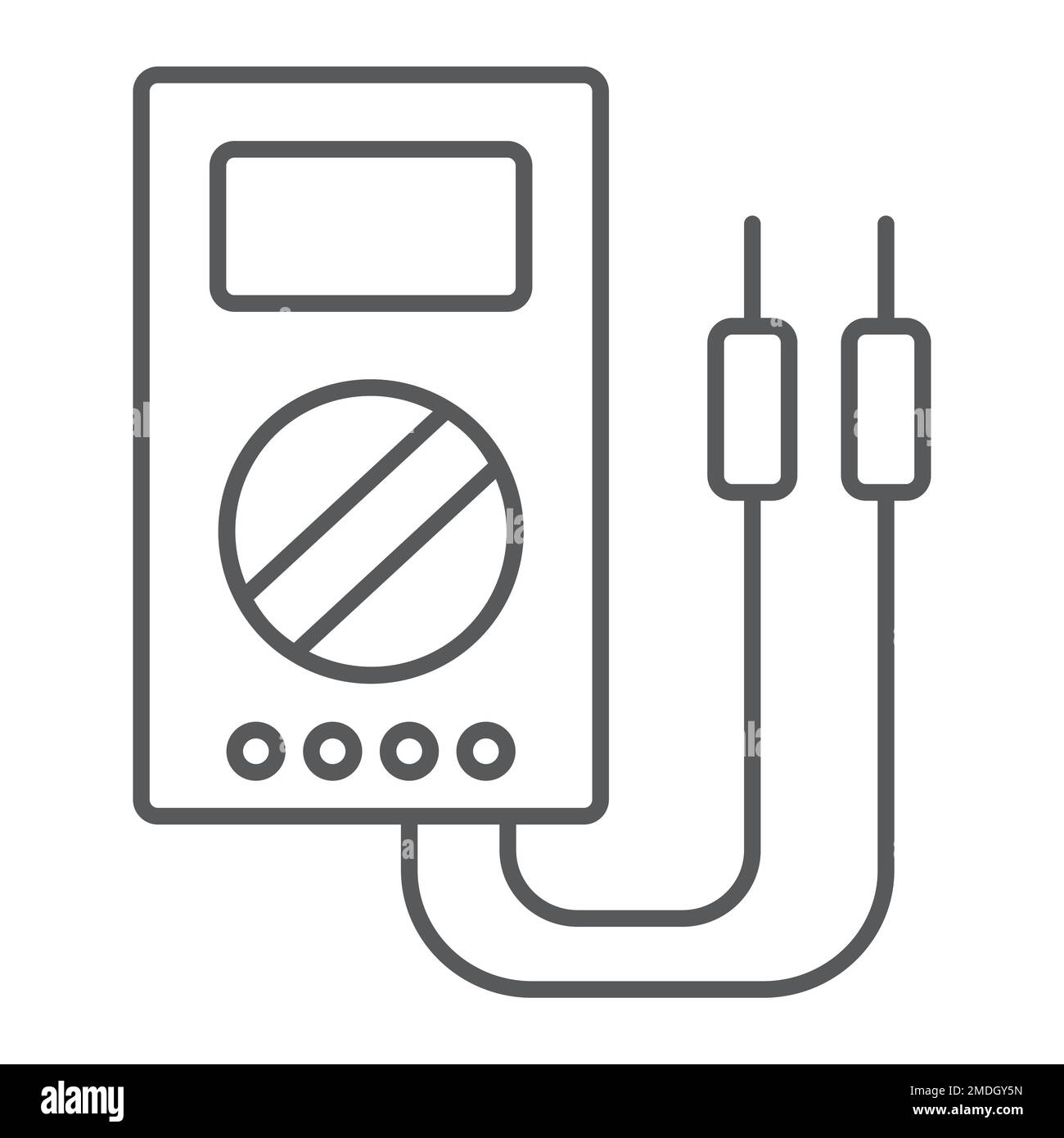 Digital multimeter thin line icon, tool and instrument, electric ...