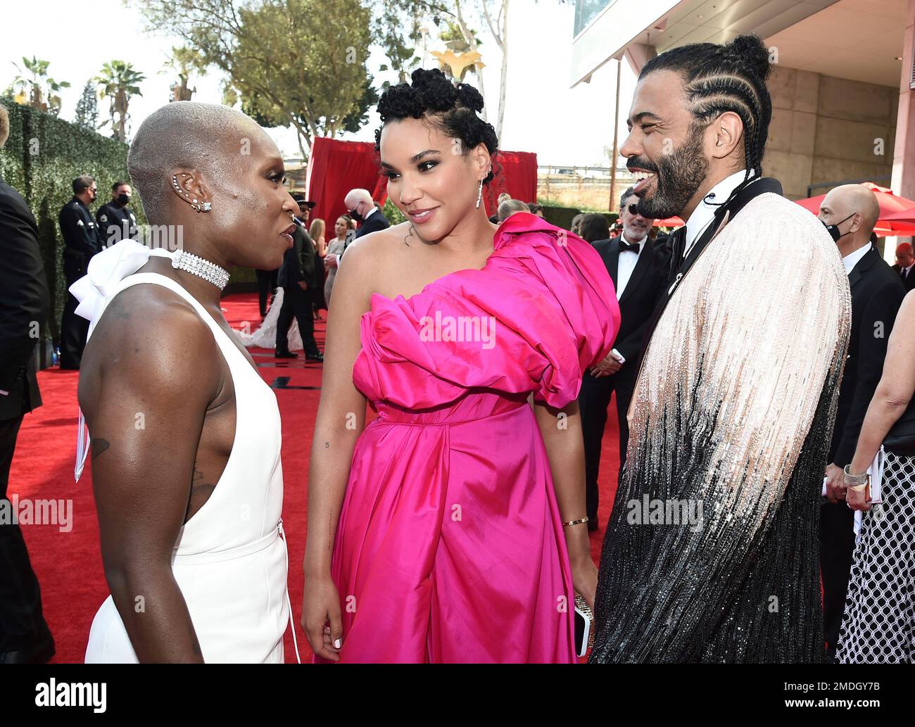 Cynthia Erivo, Emmy Raver-Lampman and David Diggs arrive at the 73rd ...