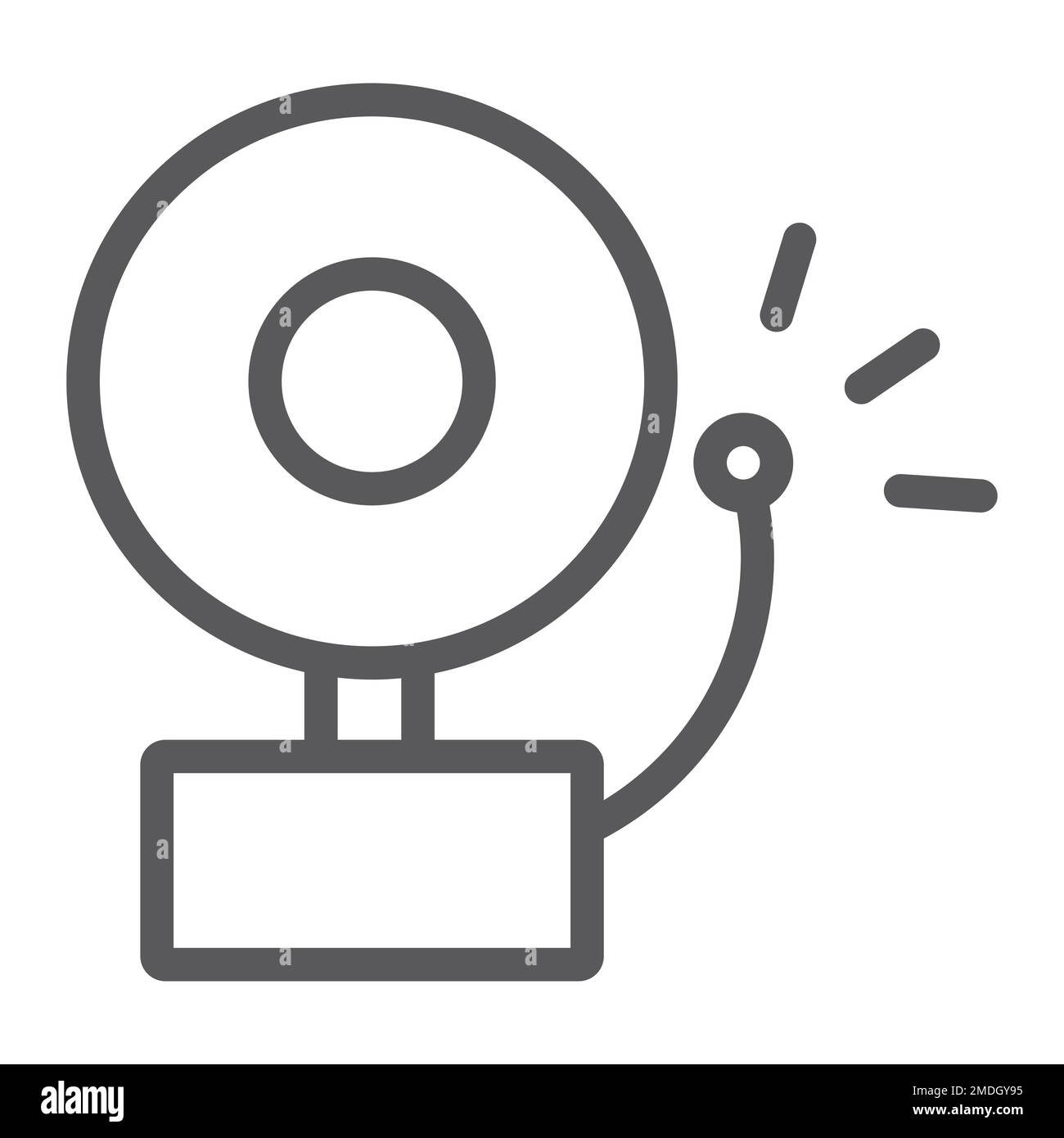 Fire alarm line icon, emergency and alert, bell sign, vector graphics ...
