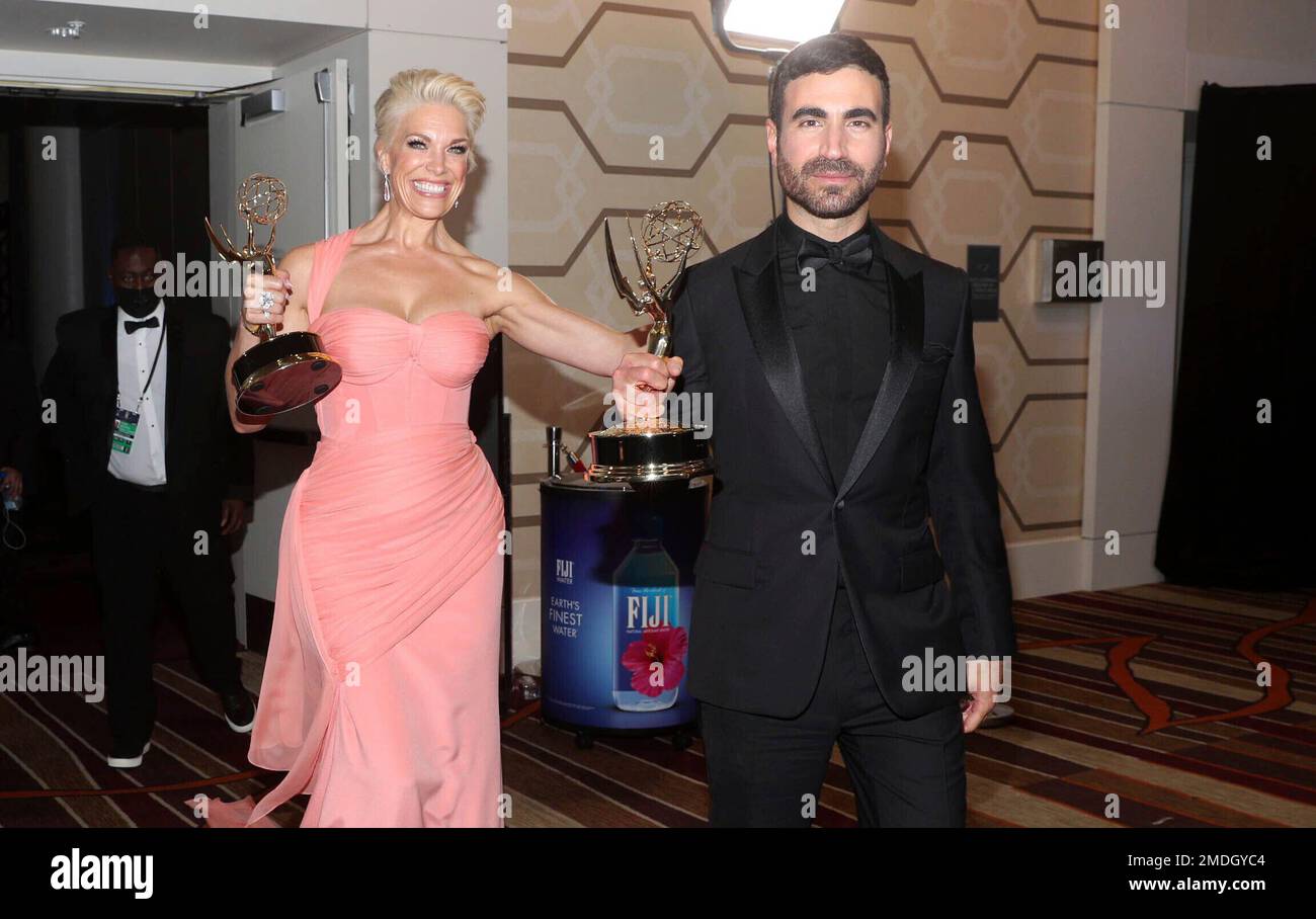 Hannah Waddingham and Brett Goldstein arrive at the 73rd Emmy Awards at ...