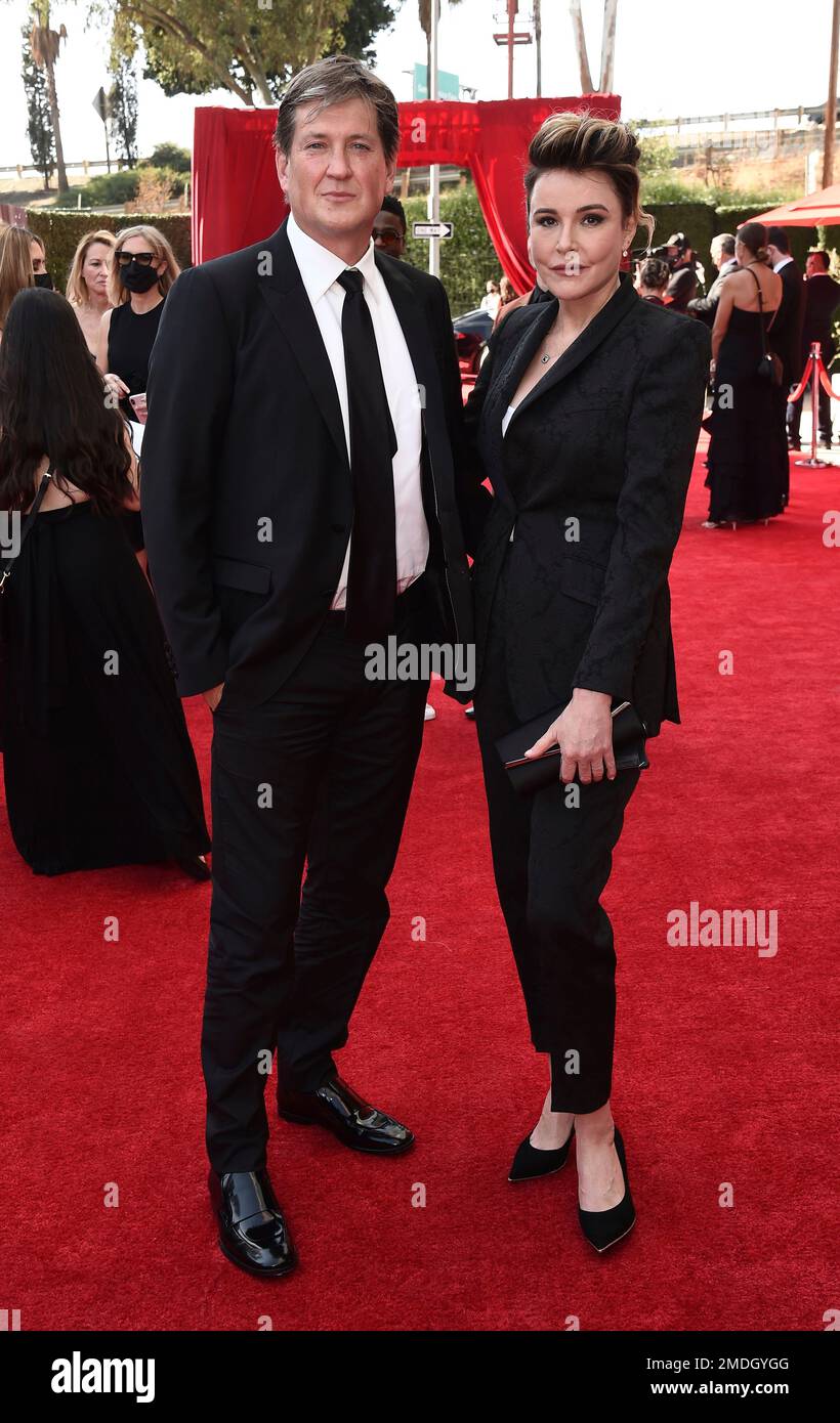 Bill Lawrence and Christa Miller arrive at the 73rd Emmy Awards at the ...
