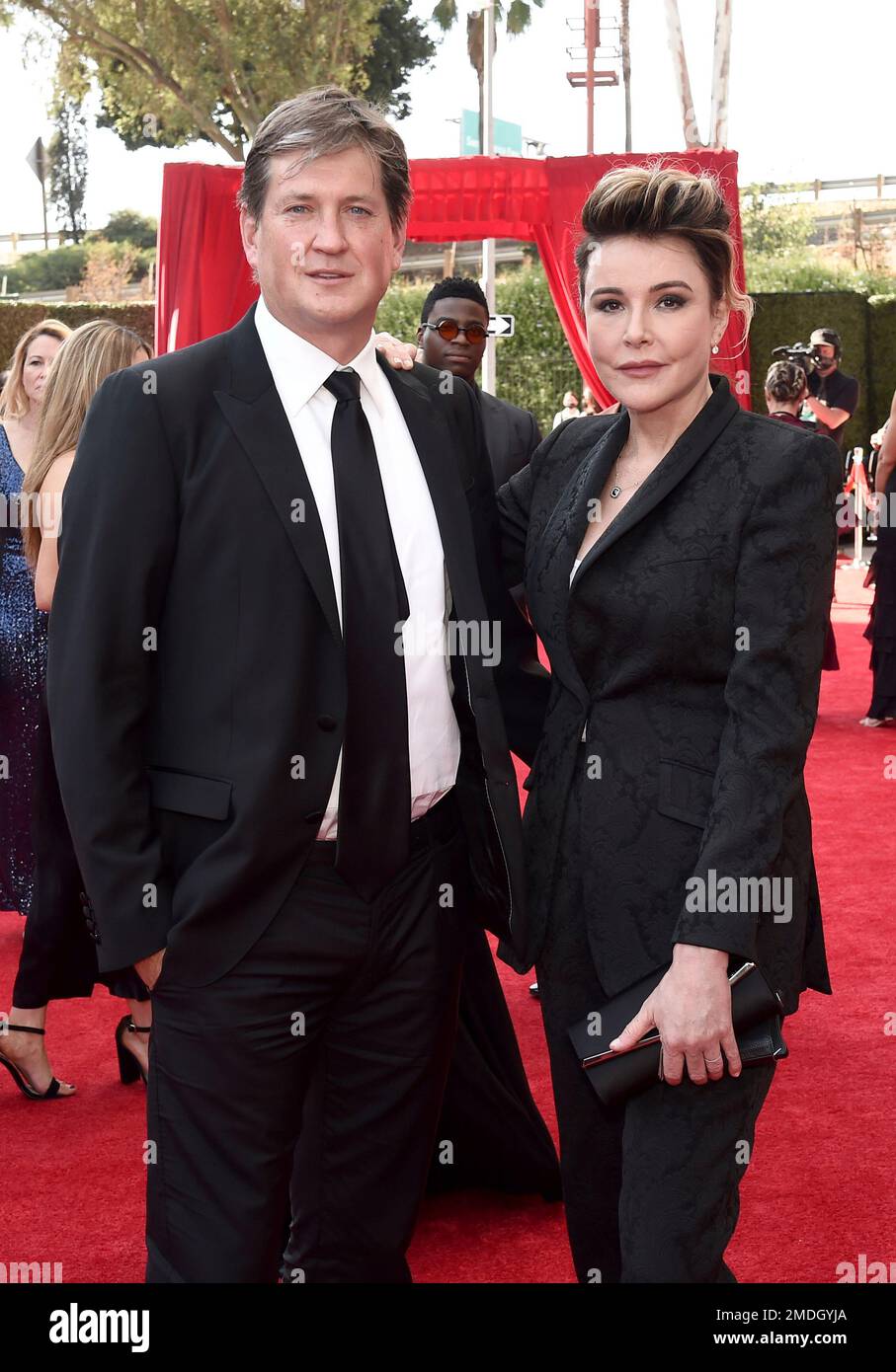 Bill Lawrence and Christa Miller arrive at the 73rd Emmy Awards at the ...