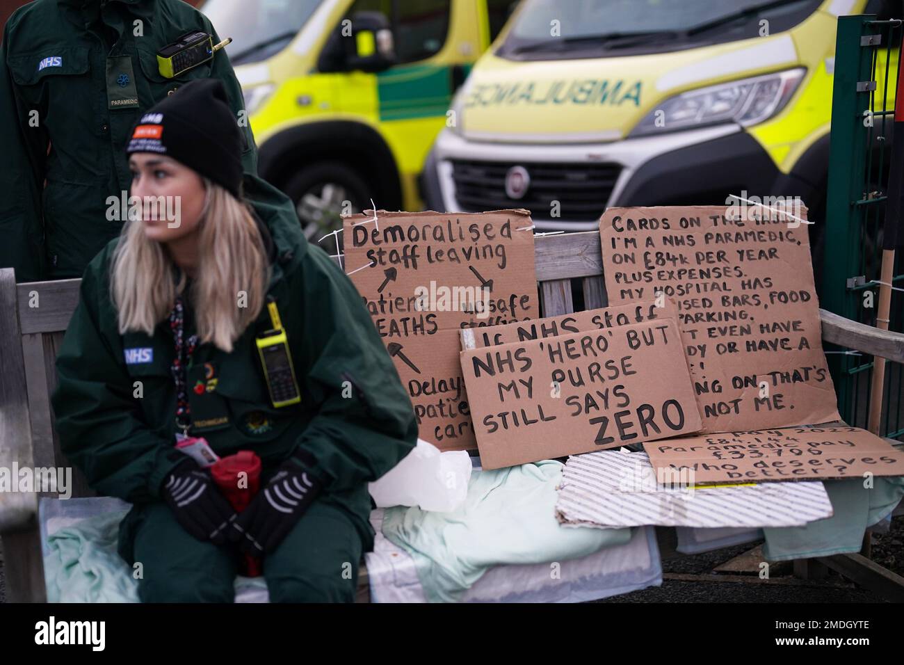Ambulance workers on the picket line outside the Donnington Ambulance ...