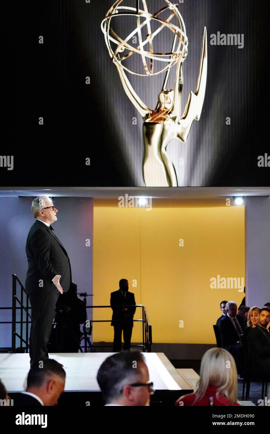 Frank Scherma speaks at the 73rd Emmy Awards on Sunday, Sept. 19, 2021 ...