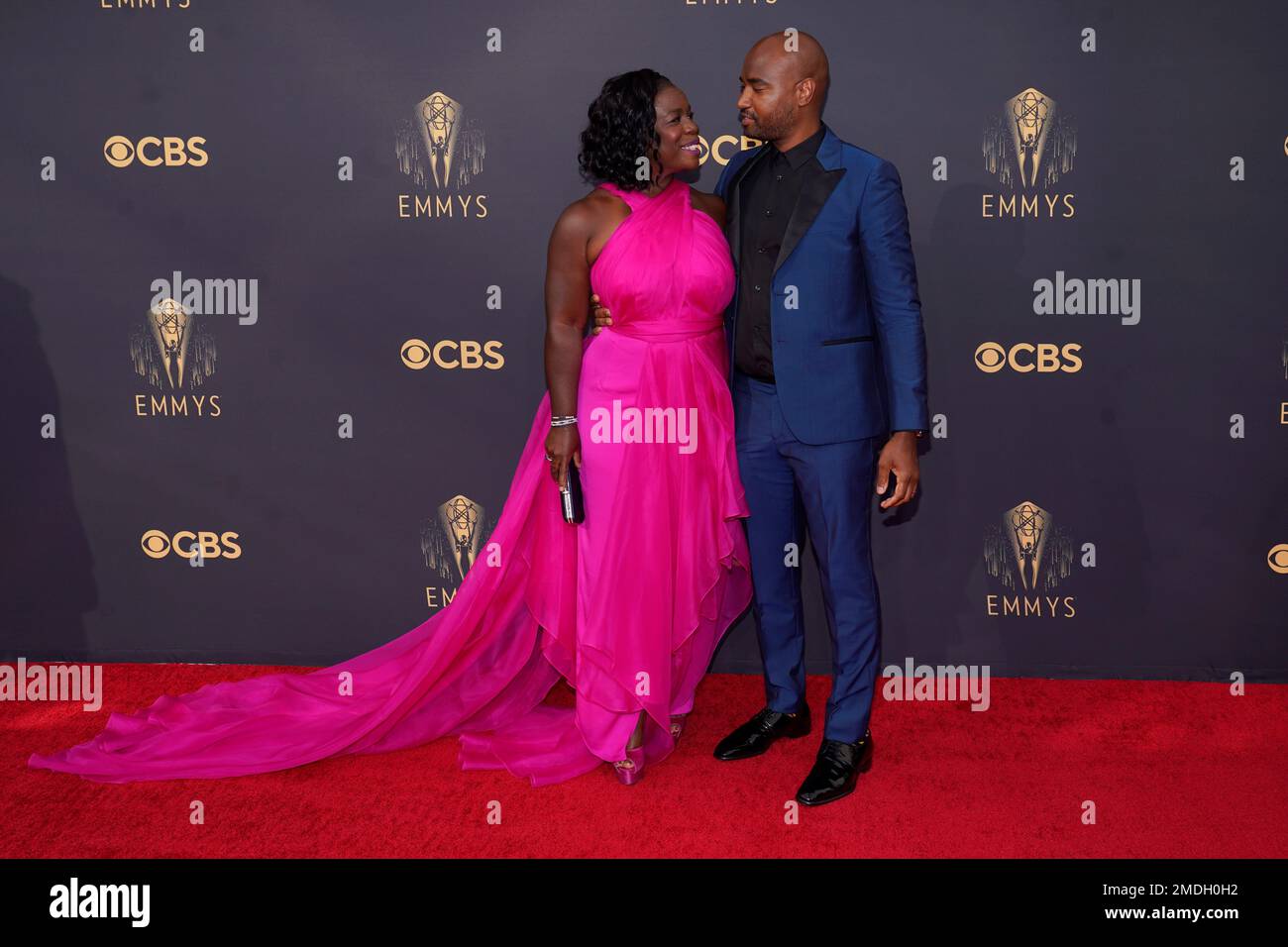 Uzo Aduba, left, and Robert Sweeting arrive at the 73rd Primetime Emmy ...