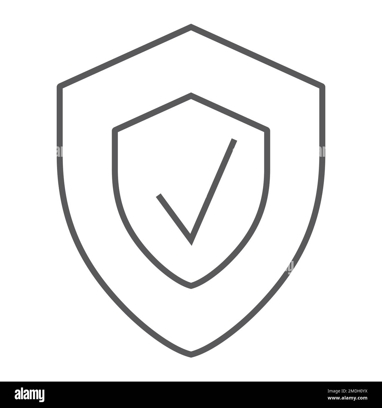 Security status thin line icon, safety and protect, shield sign, vector ...