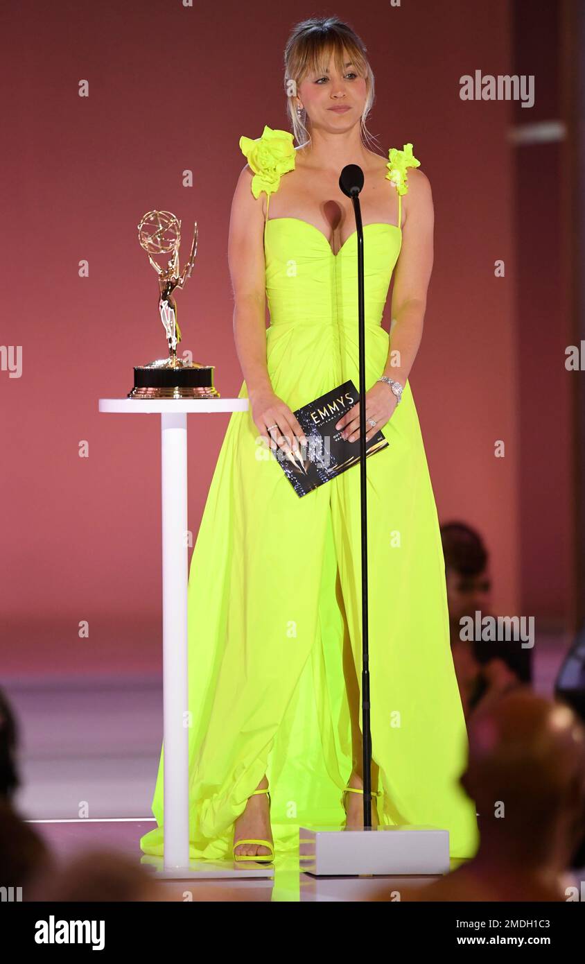 Kaley Cuoco presents the award for outstanding variety talk series at ...