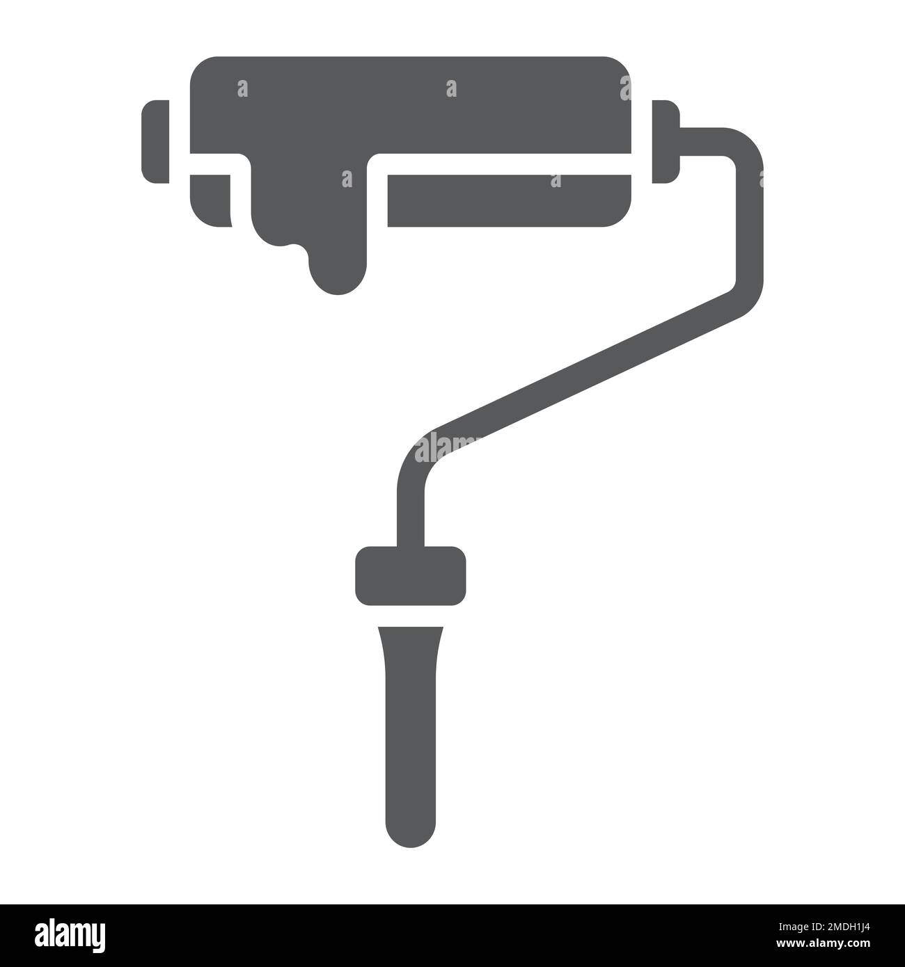 Paint roller glyph icon, tool and roll, painter sign, vector graphics ...